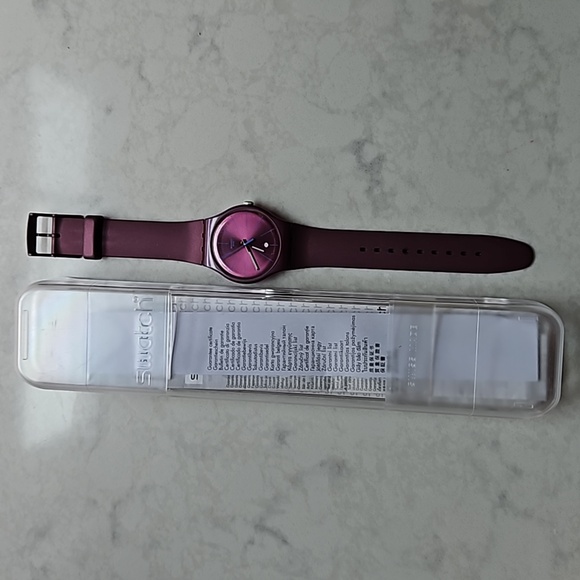 Swatch | Accessories | Burgundy Swatch Quartz Silicone Strap | Poshmark